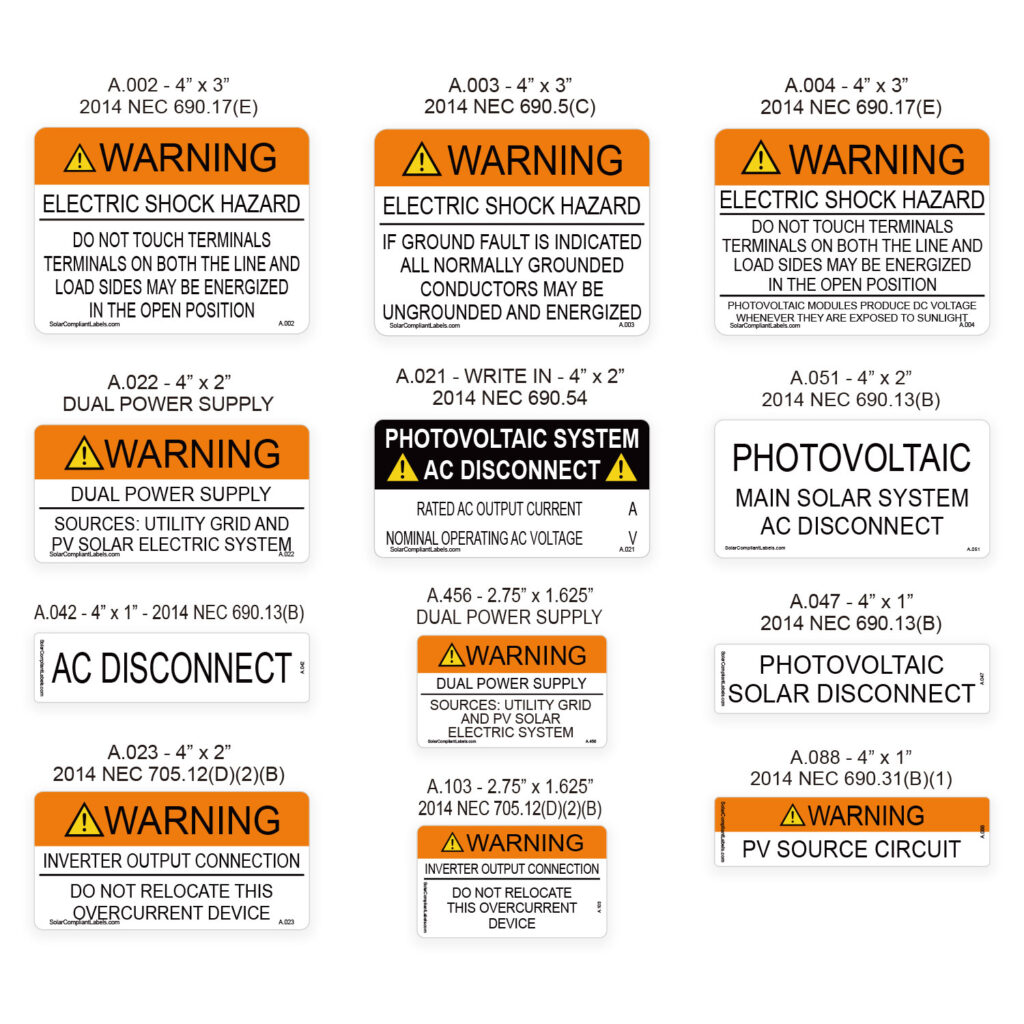 SOLAR LABEL PACKS | SOLAR COMPLIANT LABELS