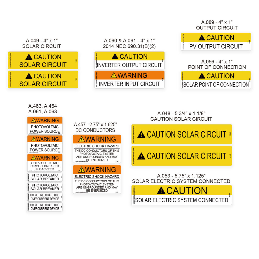 SOLAR LABEL PACKS | SOLAR COMPLIANT LABELS