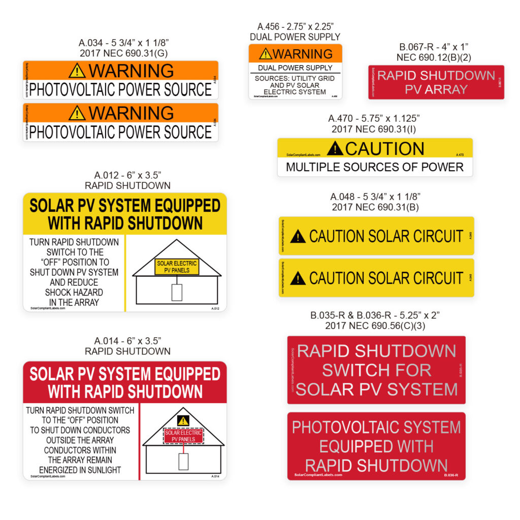 SOLAR LABEL PACKS | SOLAR COMPLIANT LABELS